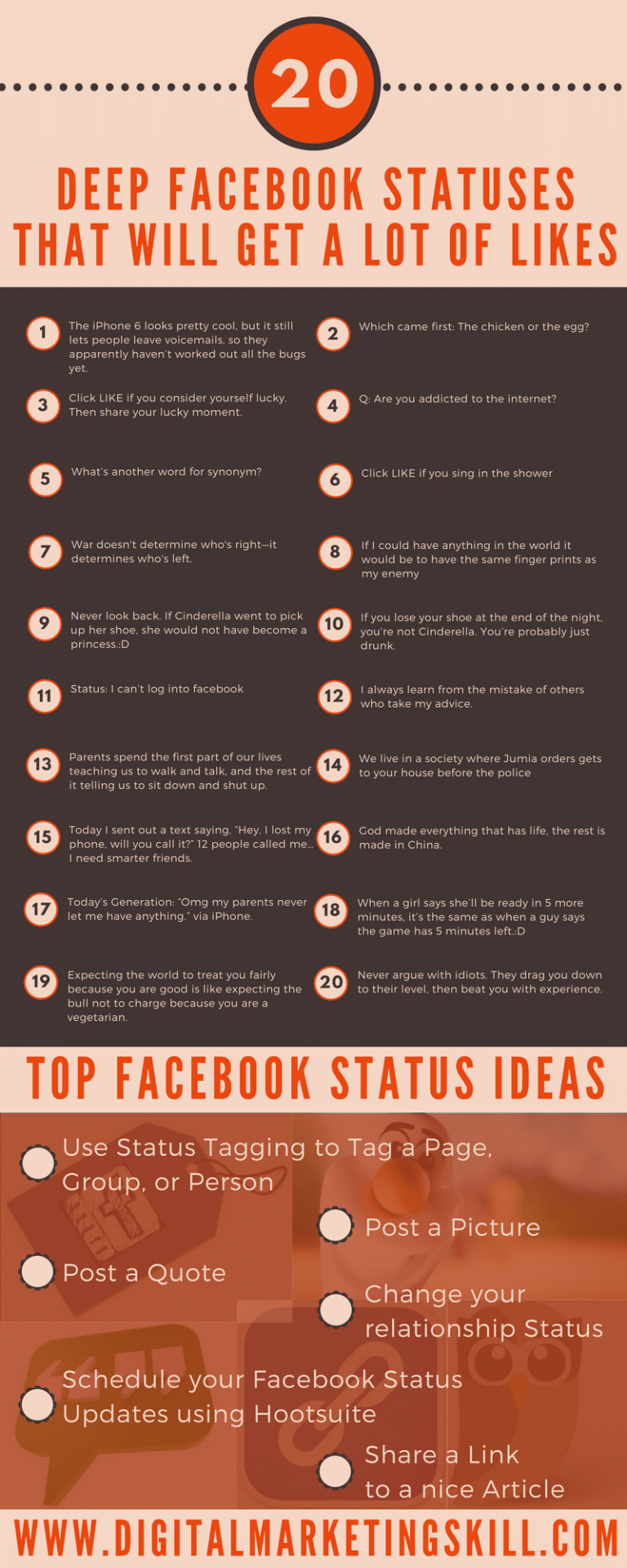 40 deep Facebook statuses that will get a lot of likes and comments